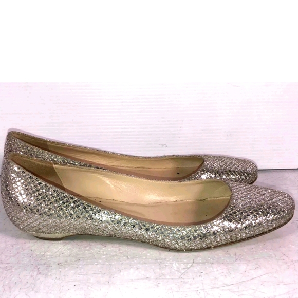 Tory Burch | Shoes | Jimmy Choo London Silver Glitter Square Toe Ballet ...